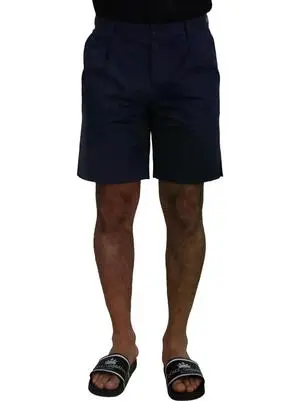 Dolce & Gabbana Navy Cotton Pleated Chino Shorts - Blue
