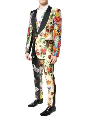Dolce & Gabbana Floral-print Single-breasted Suit - Black
