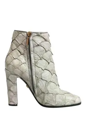 Dolce & Gabbana Textured Leather Ankle Boots - Grey