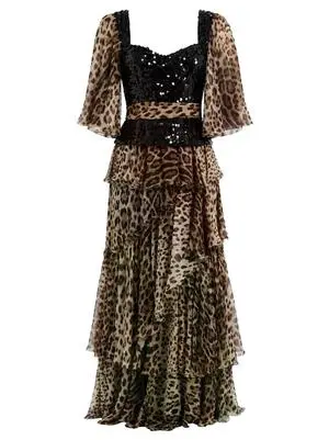 DOLCE & GABBANA Dolce & Gabbana Sequin-Embellished Leopard-Print Maxi Dress