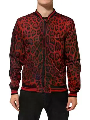 Dolce & Gabbana Leopard Print Bomber Jacket - Red
