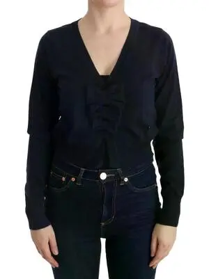 MARGHI LO' Marghi Lo Bow Detail V-neck Cardigan - Blue