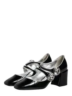 Dolce & Gabbana Patent Leather Crystal Embellished Mary Jane Pumps - Black
