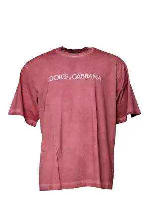 Dolce & Gabbana Logo-print Washed-effect T-shirt - Pink