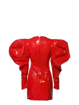 Dolce & Gabbana Puff-sleeve Patent Mini Dress - Red
