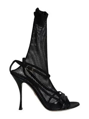 DOLCE & GABBANA Dolce & Gabbana Mesh-Panelled Leather Stiletto Sandals