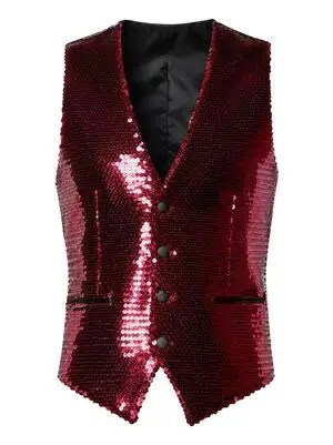 Dolce & Gabbana Sequin-embellished V-neck Waistcoat - Red