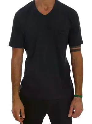 DANIELE ALESSANDRINI Patch-pocket V-neck T-shirt - Blue