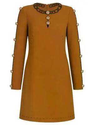 Dolce & Gabbana Embellished Button Mini Dress - Brown