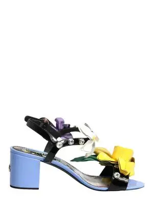 Dolce & Gabbana Keira Floral Embellished Crystal Sandals - Black