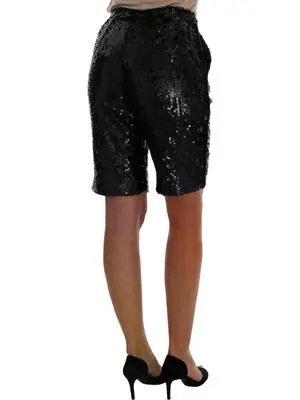 Dolce & Gabbana Sequin Embellished Knee-length Tailored Shorts - Black