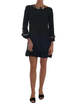 DOLCE & GABBANA Dolce & Gabbana Embellished Ruffled-Trim Mini Dress