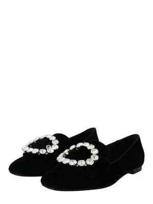 Dolce & Gabbana Embellished Velvet Loafers - Black