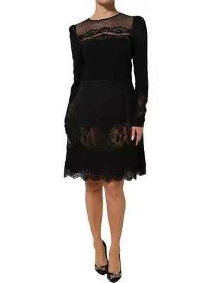 Dolce & Gabbana Floral-lace A-line Mini Dress - Black