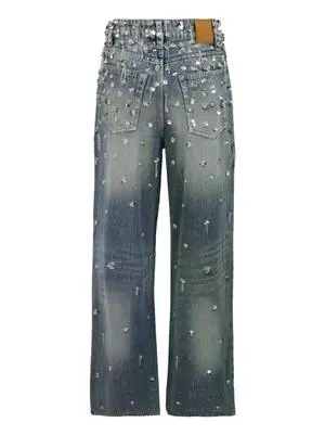 Simkhai Kydra Crystal-embellished Wide Leg Jeans - Blue