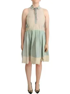 'COMEFORBREAKFAST' Comeforbreakfast Sleeveless Pleated A-line Mini Dress - Blue