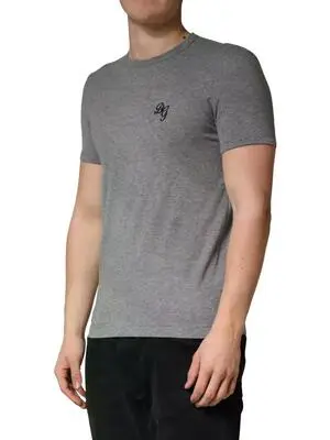 Dolce & Gabbana Logo-embroidered Crew-neck T-shirt - Grey