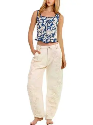 Agua Bendita Fallon Floral Embroidered Trousers - Neutrals