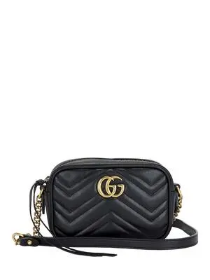 FWRD RENEW Gucci Mini Gg Marmont Shoulder Bag - Black