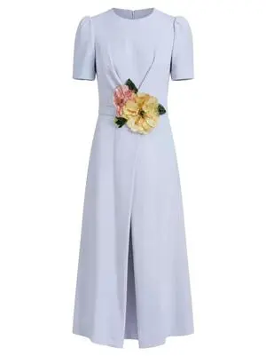 DOLCE & GABBANA Dolce & Gabbana Floral Appliqué Darted Midi Dress