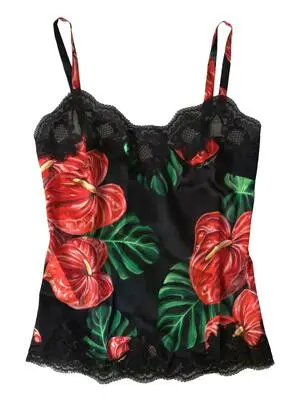 DOLCE & GABBANA Dolce & Gabbana Floral Print Lace Trim Camisole