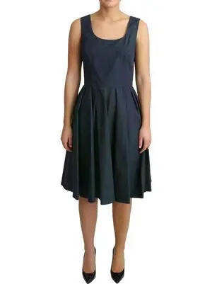 DOLCE & GABBANA Dolce & Gabbana Navy Blue Polka Dot Midi Dress
