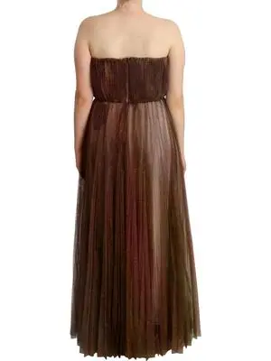 DOLCE & GABBANA Dolce & Gabbana Glitter-Finish Strapless Pleated Maxi Dress