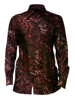 DOLCE & GABBANA Feather-print Long-sleeved Shirt