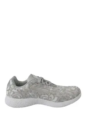 PLEIN SPORT Floral Embroidered Sneakers - Silver