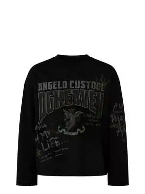 Dolce & Gabbana Graphic Print Crew Neck Long Sleeve Sweater - Black