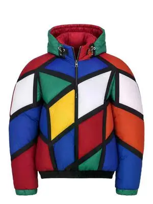 Dolce & Gabbana Geometric Patchwork Quilted Hooded Jacket - Blue