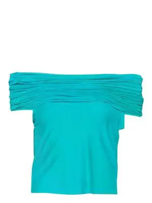 Celine Off-the-shoulder Ruched Top - Blue