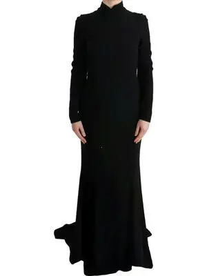 Dolce & Gabbana Stretch-crepe High-neck Long-sleeve Maxi Dress - Black