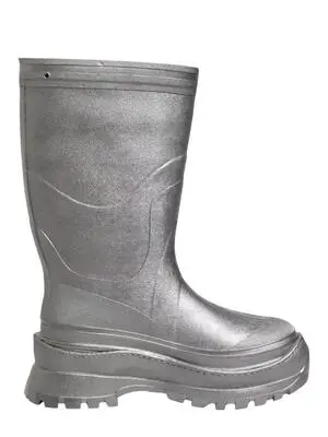 DOLCE & GABBANA Dolce & Gabbana Silver Tone Logo Rain Boots