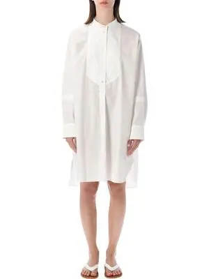 Studio Nicholson Popover Dress With Grandad Collar - White