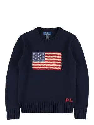 Polo Ralph Lauren Jacquard American Flag Sweater - Blu