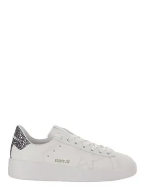 GOLDEN GOOSE Golden Goose Leather Lace-Up Sneakers With Glitter Heel Detail