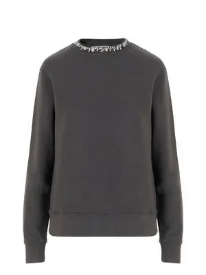 GOLDEN GOOSE Embellished Cotton Crewneck Sweatshirt - Grey