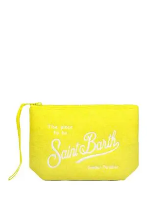MC2 SAINT BARTH Aline Clutch Bag With Logo - Yellow