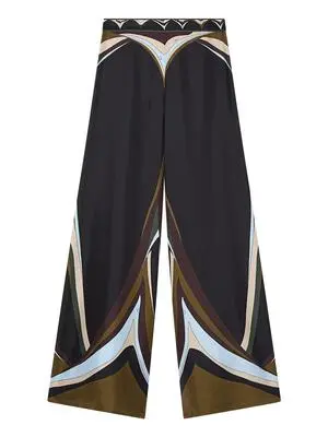 Emilio Pucci Silk Palazzo Pants With Fari Print - Multi