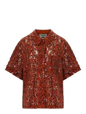 Essentiel Antwerp Sequined Oversized Shirt - Orange