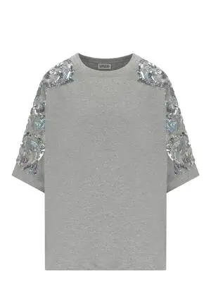 Essentiel Antwerp Embellished Cotton T-shirt - Grey