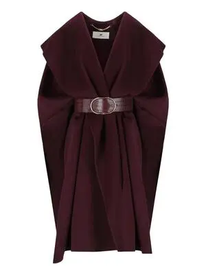 Elisabetta Franchi Merlot Belted Cape - Red