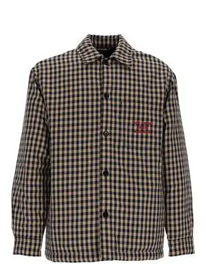 DR�LE DE MONSIEUR Drôle De Monsieur Beige Check Overshirt With Slogan Print - Other
