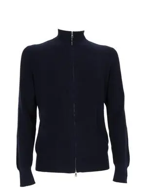 BALLANTYNE Full Zip Ribbed Pullover - Blu