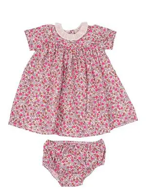TEDDY & MINOU Floral Print Short Sleeve Dress With Bloomers - Red