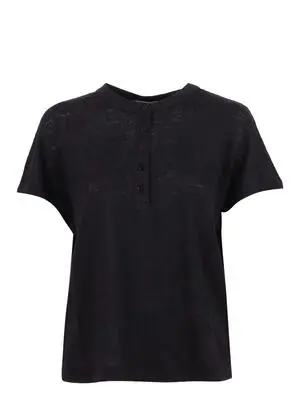 KANGRA Serafino Linen Jersey Button-up Top - Red