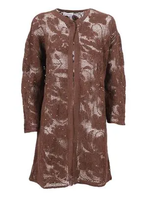 KANGRA Embroidered Sequined Cardigan - Red