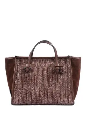 GIANNI CHIARINI Leather And Fabric Tote Bag - Red