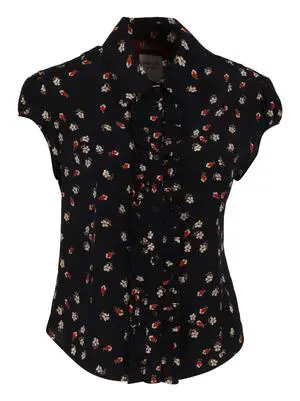 Max Mara Printed Ruffle Shirt - Blu